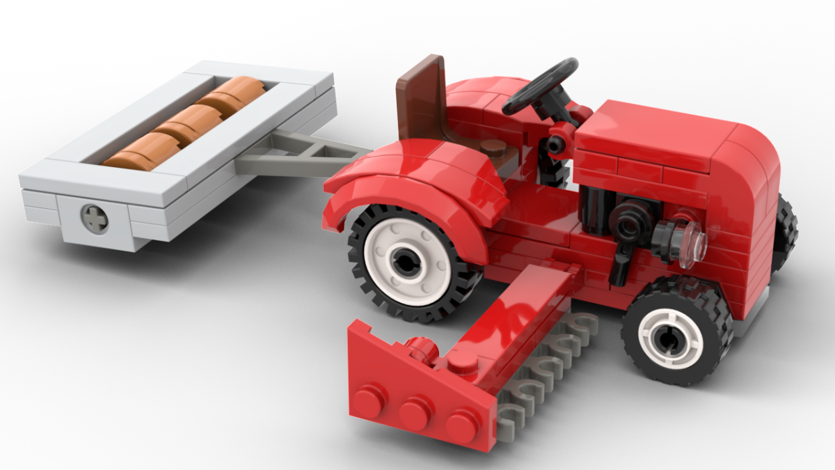 Kiddicraft KC1113 Roter Trecker mit Walze und Mähbalken, 7,99